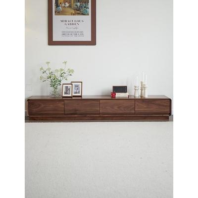 北美黑胡桃木实简厅LOU电视木柜茶几组合日式地柜约客储物电视柜