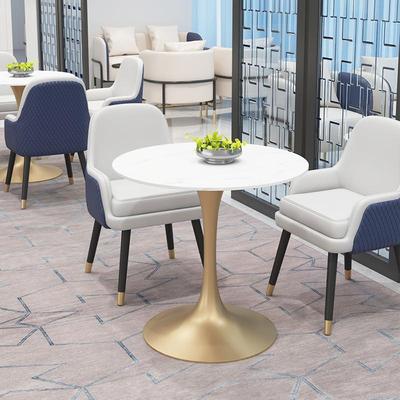 现代简约理石餐桌小接待会客圆形洽谈桌合LAL椅组轻奢售楼大处洽