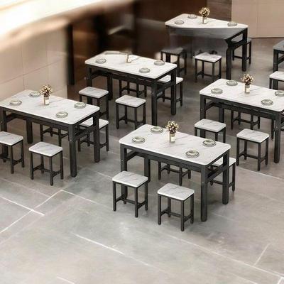 店小吃餐MCP桌椅组早餐饭专用桌椅商用长方形合组合桌简约餐桌家