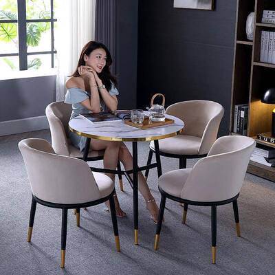 越简约轻奢现代店售熙楼处部酒谈圆一q-28811s桌四椅判接待洽谈桌