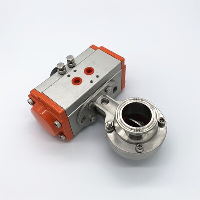 D681X-16P/R食品卫生级304/316L不锈钢卡箍卡套式AT气动快装蝶阀