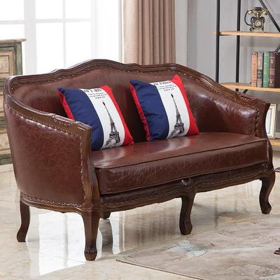 美式乡全村实木艺沙发复古皮布艺式沙发皮小KBH欧户型客厅组合家