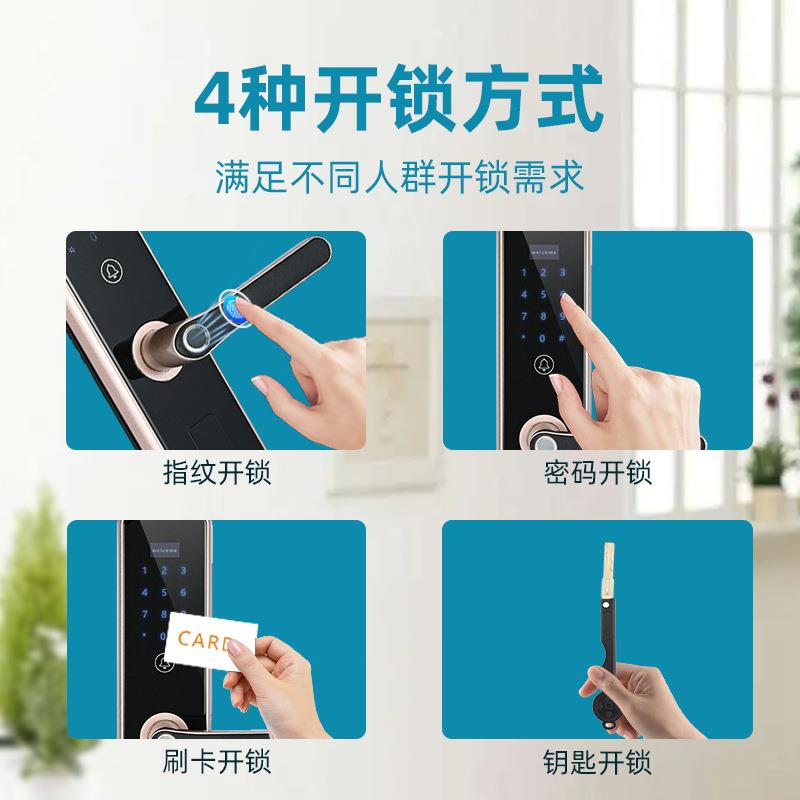 厂家跨境指纹锁qcX6宿舍门公寓密码入户锁电一握开子锁密码智能锁