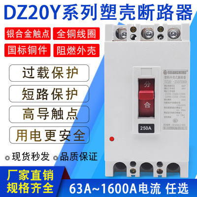 DZ20Y-160C225A250J400A630A塑壳断路器空气开关三相380V电机保护