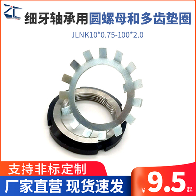 JLNK10*0.75-100*2.0细牙轴承用圆螺母和多齿防松垫圈