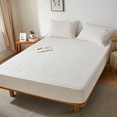 防水yd隔尿夹棉床笠思罩单件025年款床罩席梦床垫套保护2罩白新色