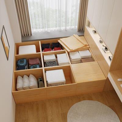 ￥全实木箱床HGB子拼接飘窗柜卧室客厅#宽床可移动组合收纳加箱落