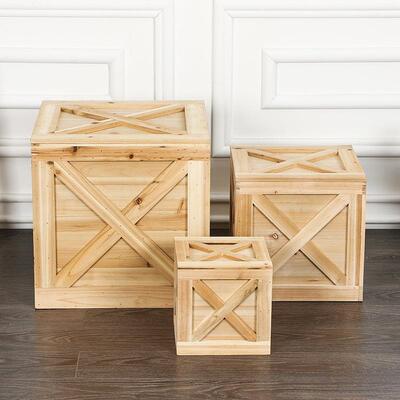 民方形木箱无品牌/正叠背景宿堆服装店正方形复古摆件收纳整理装