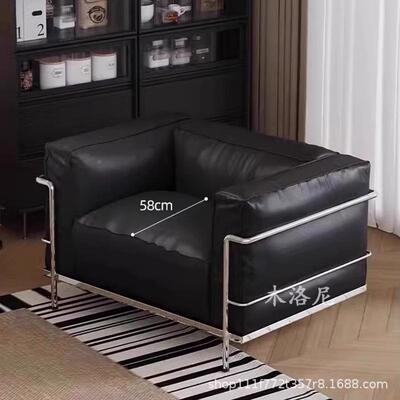 古风LC3沙发中古设计师人无品牌/柯布西耶沙发椅不锈钢创意羽绒复