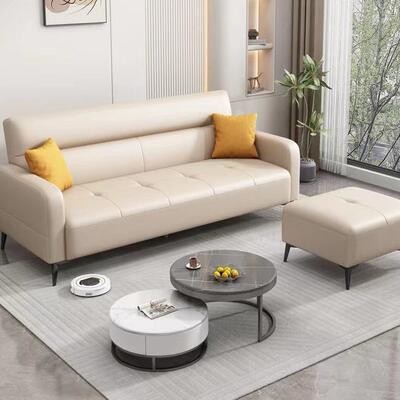 小户型双沙人发两用客厅现简约代轻奶油风奢出租房公寓民tb-81950