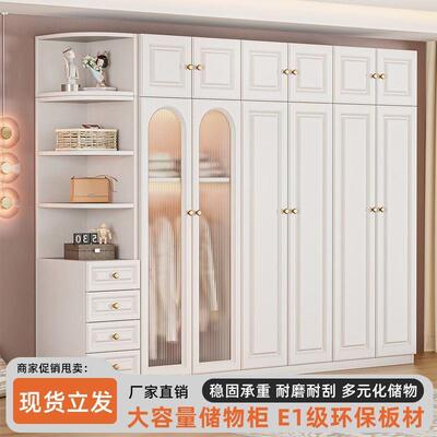 意式衣柜家用卧室PXX10042儿轻奢奶油风简易大组装储物柜子组合收
