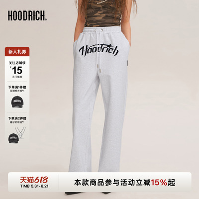 HOODRICH弧形字母LOGO贴布刺绣直筒卫裤春秋潮流休闲运动裤男款