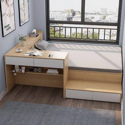 钉简约小户型单人榻榻米床书能NDN桌一制体多功高箱储物儿床柜童