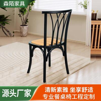 实木餐椅家用靠现代简约背跨椅境QOM卖新款美式复古餐厅热商用篱