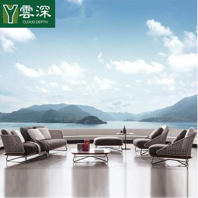 户外沙发无品牌/菠萝台格实木休露闲藤茶桌组合防水酒店阳椅别墅