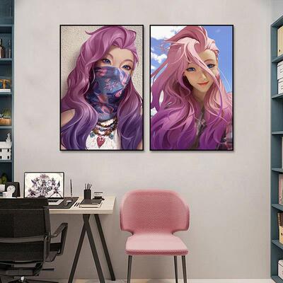 雄联盟挂DA萨勒芬妮网吧网42102咖壁画LOL电竞酒店房画间K卧英室