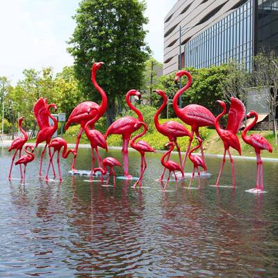 户园CWT外仿真火烈鸟雕塑玻璃钢动塘物装饰花林景观水庭院池造景