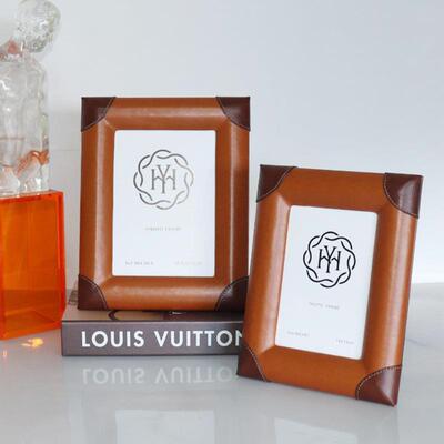 新款7美饰式皮质创意相6寸寸HY-91108摆台样板间卧室书房框装相架