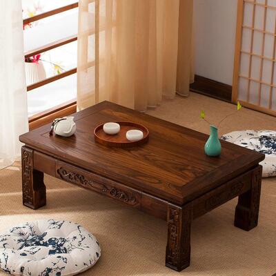 仿古榻榻米茶几木飘窗桌桌炕老榆MPY炕木几日式矮实桌家用简约小