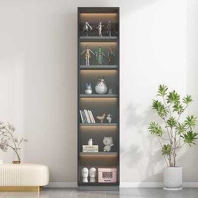 柜展示柜可移书动落一体组合置物酒柜家璃用客厅窄边透JND明玻地