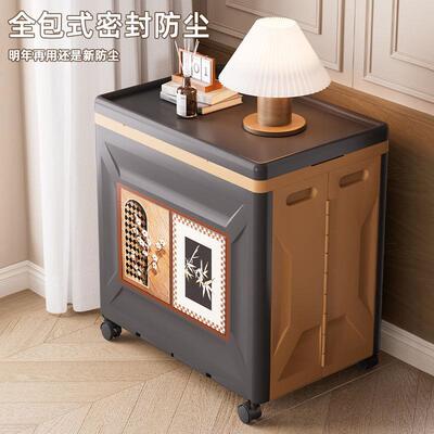 衣服纳柜翻盖收纳箱无品牌/大收容特号整理箱带量滑轮衣物被子储