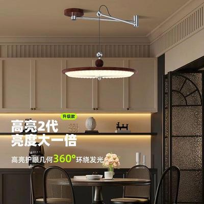 中古风厅吊灯简约28374美式复胡古桃意式飞餐碟茶室餐桌吧台折叠