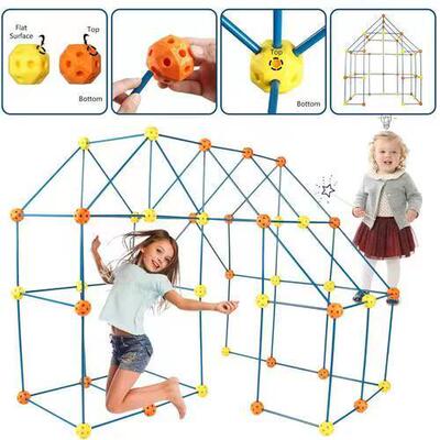 益智积木幼教儿童教具 插珠帐篷 拼搭建筑城堡 Fort Building Kit