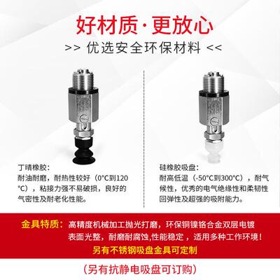 VPF6 8 10 15 20LBN LBS LBSE弹簧式直接安装波纹真空吸盘机械手