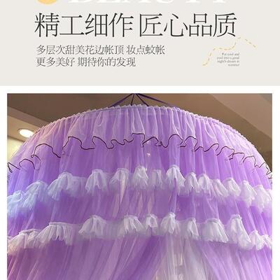 双人家1公主风吊顶圆顶免安GLP装双加密加厚层蚊帐.5/1.8米用床通