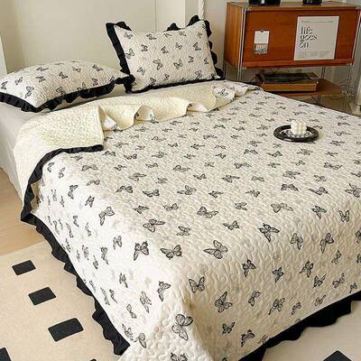 夏季款法式复盖pxx10033古棉夹床水单榻榻米床盖四件套床垫子可洗