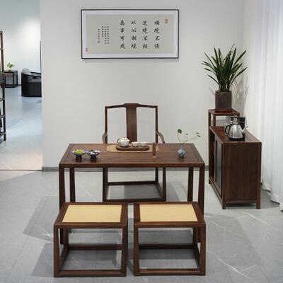 新式阳台茶桌2025新款端木UFA高小型家用阳台茶台黑实胡桃中木小
