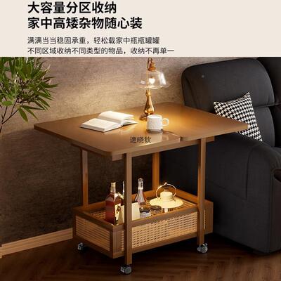 可移动边几折叠茶几客厅沙小发边柜家型用推小桌子中古HXL风实木