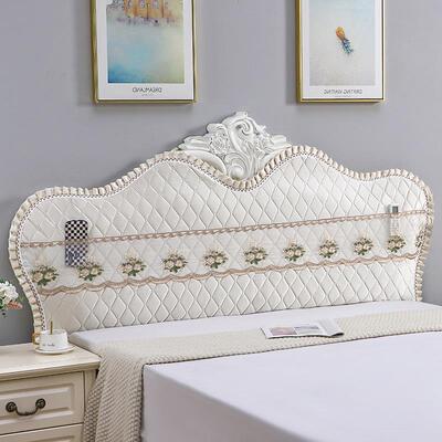 定制做欧式床头套罩形2FBF52新0款软包加厚弹力布防尘简约弧半圆