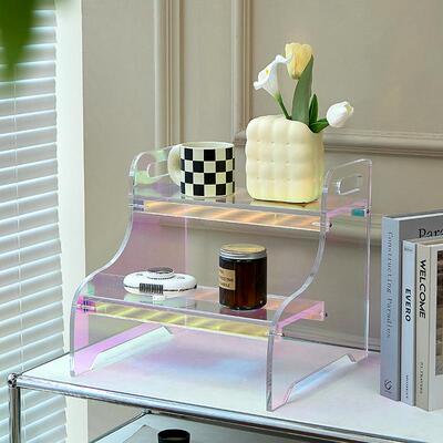 慵懒空物间创室意ltao7390亚克力收纳架红桌面炫彩置架网家用卧简