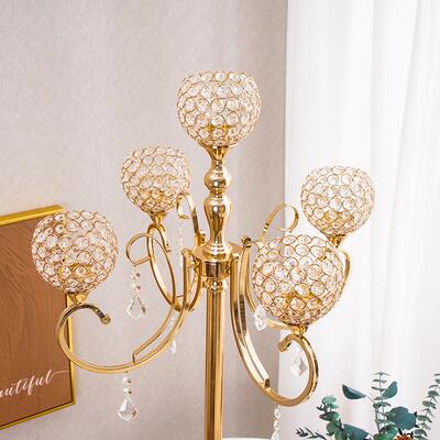 高台脚直节杆台花架婚庆落地烛台欧式水晶烛烛婚礼情人装DMV饰道