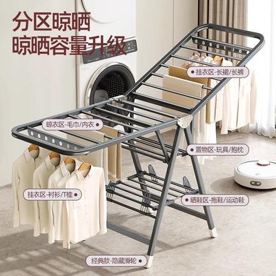 折叠婴儿晾衣架凉晒杆移动挂衣杆