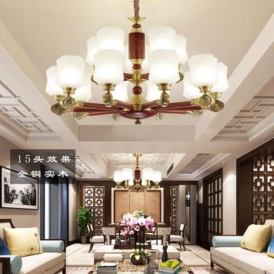 全铜灯红橡6059木中式吊新灯吊客厅铜大厅灯大气中国风别墅全灯具