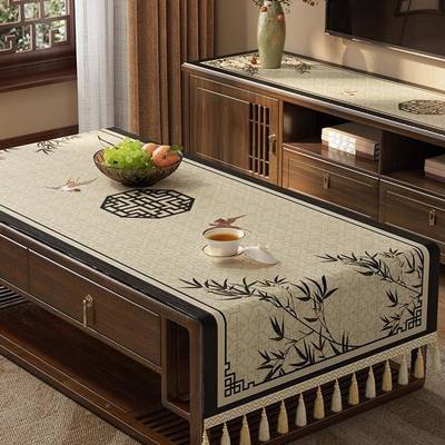 新HAQ中式茶几餐桌布客厅2025新桌款轻奢电视柜长台条盖布装饰布
