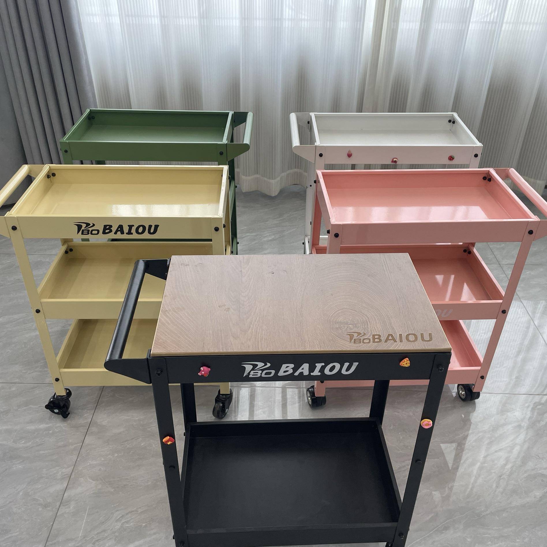 三层小推车工业移风工具389车手推车收纳零轮件动家用架绿花植推