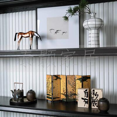 新式千观里马摆客厅书212房玄件关茶室创意微中景套装样板间茶具