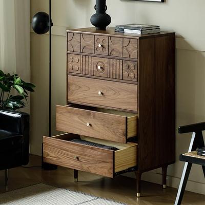 北美黑桃木斗柜胡法式复古卧室头柜客厅玄收纳储物BHG床柜关中古