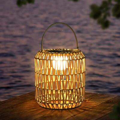 太阳能藤编庭艺院灯手工藤eICA灯具庭院花l园凉亭餐厅d氛围灯