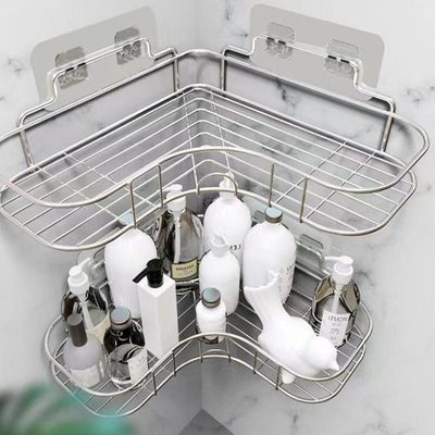 免打孔卫生间浴室厨房台面不锈钢三角置物架厕所洗漱台墙拐角架子