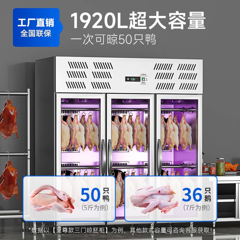 驰能烤鸭风干保鲜柜晾鸭柜烧鹅烧腊吹干挂肉展示柜智能胚柜熟食