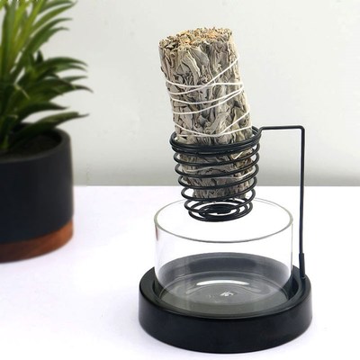 圣木鼠尾草香炉胡桃木国风创意线香香插檀香香薰架桌面简约香盘器