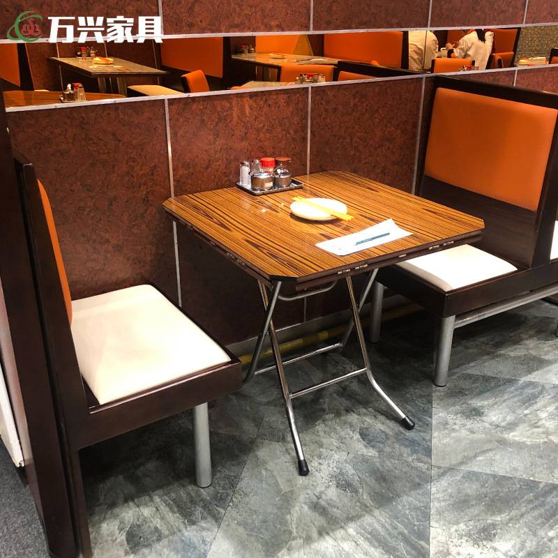 轻奢岩板餐桌实木框茶餐厅冰室案例商用桌椅卡座餐边柜组合定 制