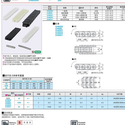 VMS01-40-40W传送带用工程塑料链条c-CHEEC40W/CHEED60/CHEE40