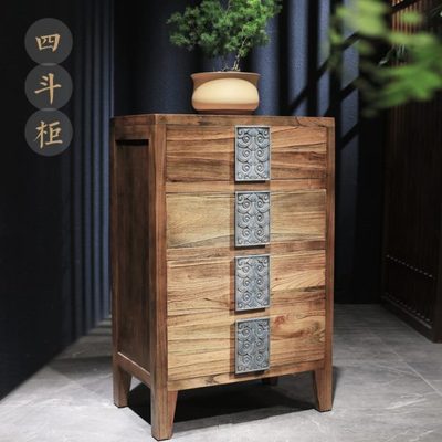 实木复古三四五斗柜抽屉收纳装饰边柜简约艺术中式过道做旧储物柜