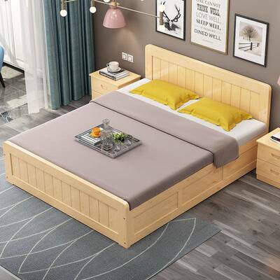 实木床.8722米双人床现代简约主卧1.15单人卧室收气压高纳箱床储
