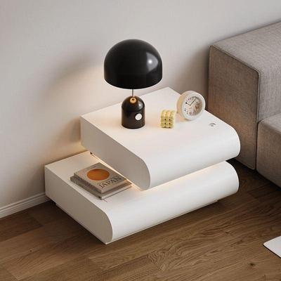 全木床室头柜创意设计卧房家用一体奶ZAM油风床边储物实收纳置间